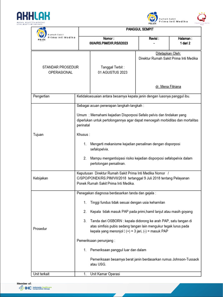 Indikator dan Diagnosis Panggul Sempit | PDF