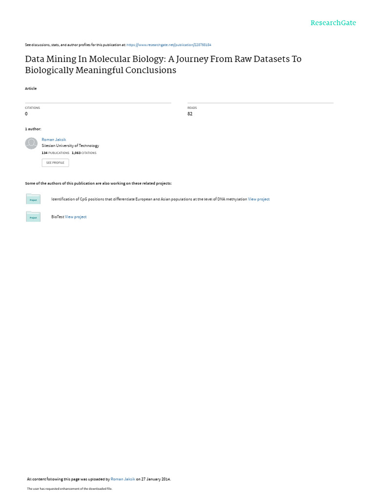 Molecular Biology Data Mining Insights | PDF | Gene Expression ...