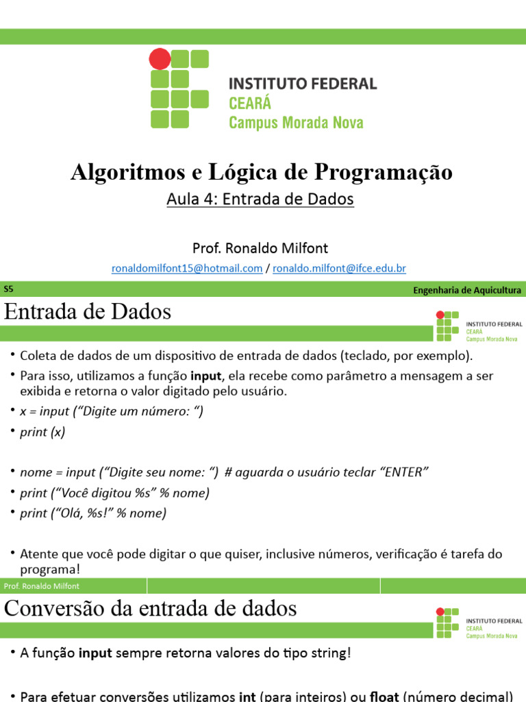 Aula4 EntradadeDados | PDF