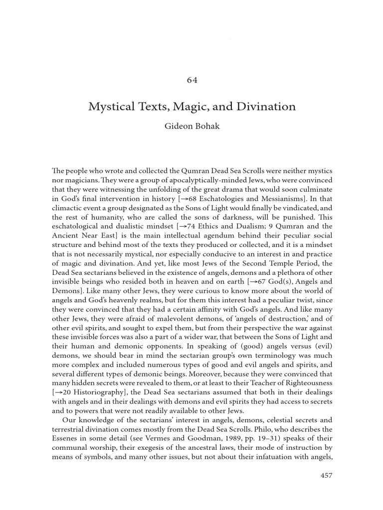 Bohak, Mystical Texts, Magic, and Divination (In The DSS) | PDF ...