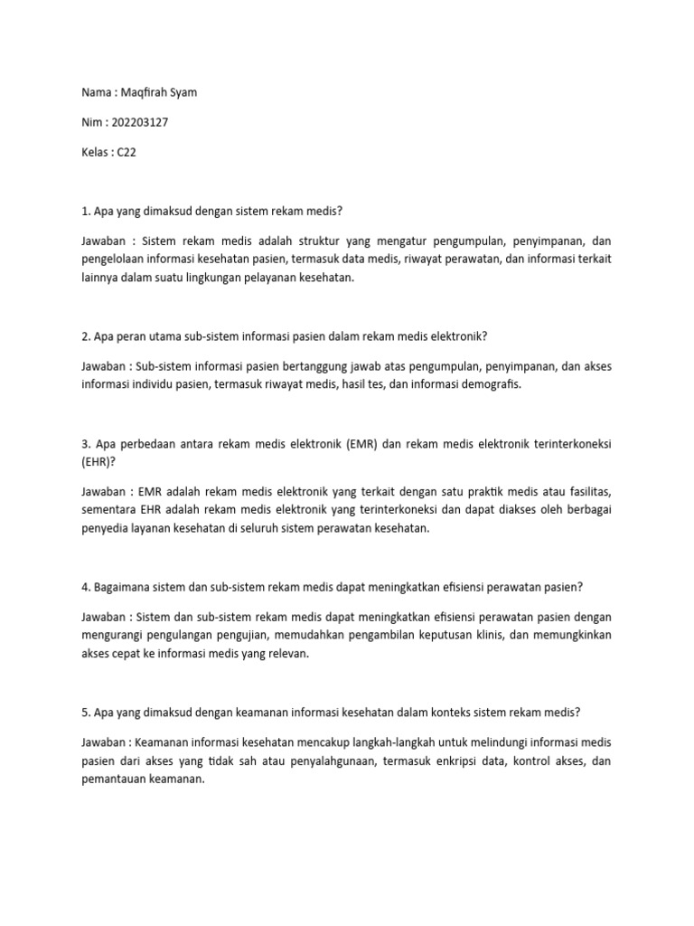 Maqfirah Syam Tgs 4 Rekam Medik | PDF