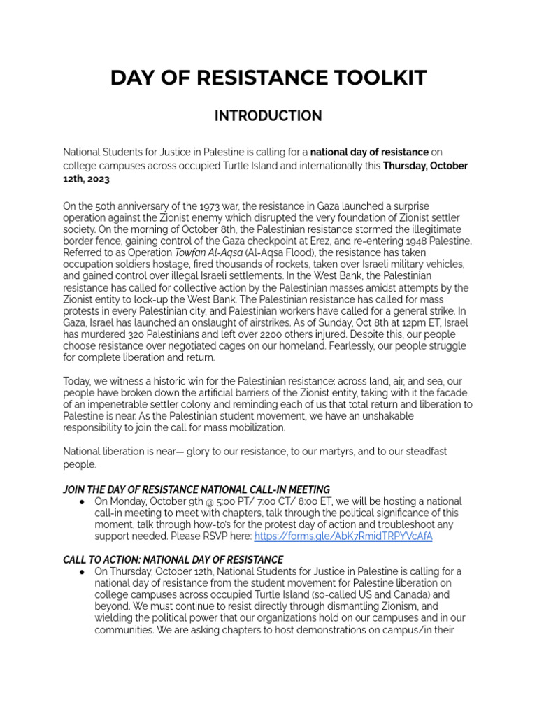 Day of Resistance Toolkit | PDF