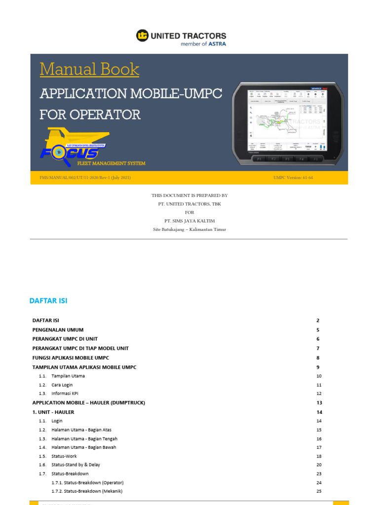 FMS MANUAL 002 UT 11 2020 Rev 1 (July 2021) - Manual Mobile Application ...