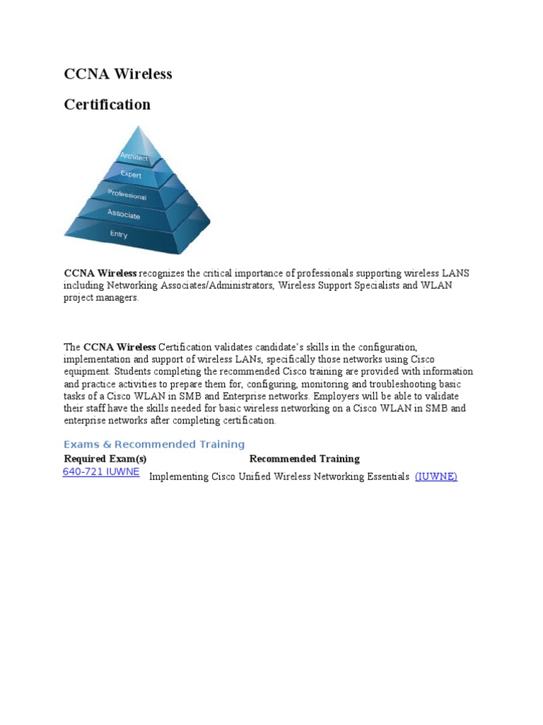 CCNA Wireless Certification: CCNA Wireless Recognizes The Critical Importance of Professionals ...