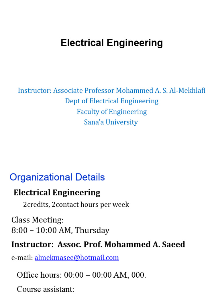 Electrical Engineering Course Overview | PDF | Electric Current | Electron