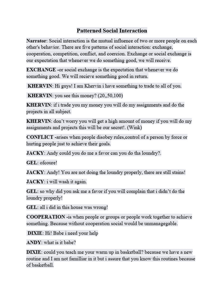 Patterned Social Interaction | PDF | Social Psychology