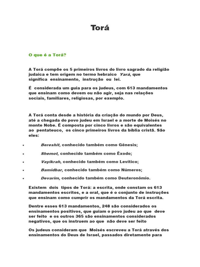 Falando Sobre Torá e Seus Significados | PDF | Torá | Bíblia