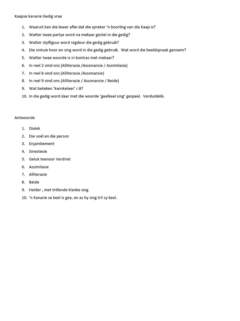 Gr9 EAT 2021 Gedig Vrae | PDF