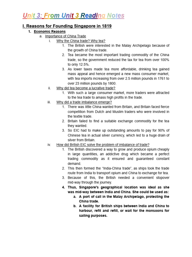 History Notes Unit 3 | PDF | British Empire | Trade