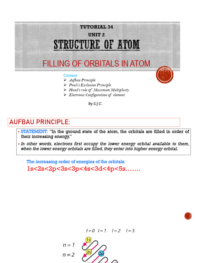Tutorial 34 Filling of Electrons in Orbitals of An Atom | PDF ...
