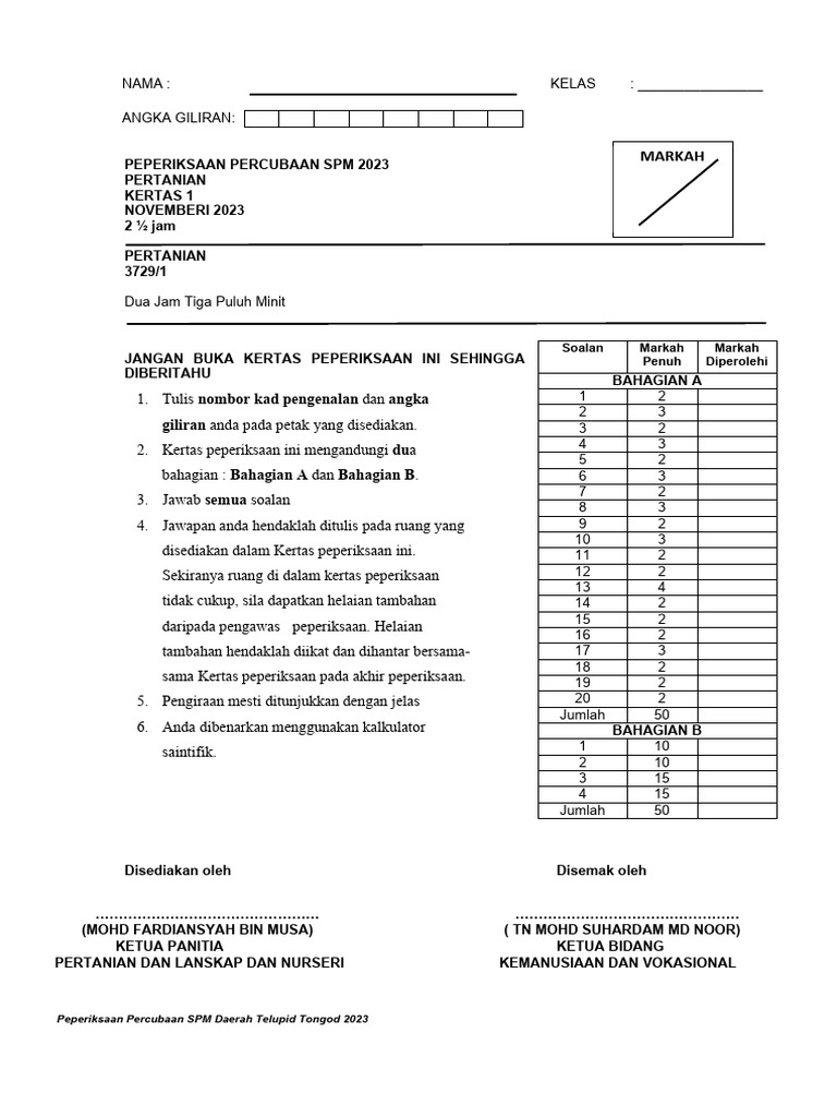 Percubaan SPM 2023 | PDF