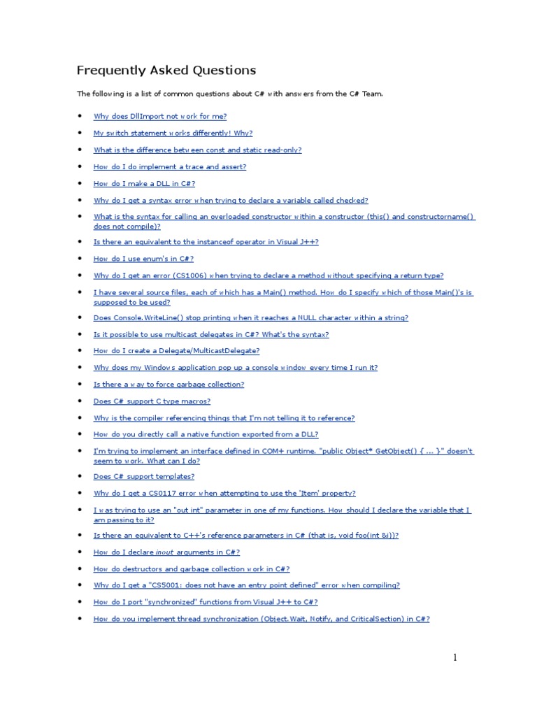 C#FAQs | PDF | C Sharp (Programming Language) | C (Programming Language)