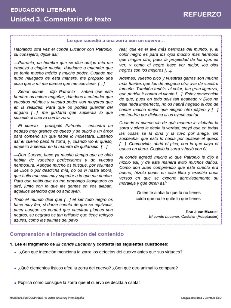 3º ESO. La Narrativa Didáctica Medieval. El Conde Lucanor I. Comentario ...