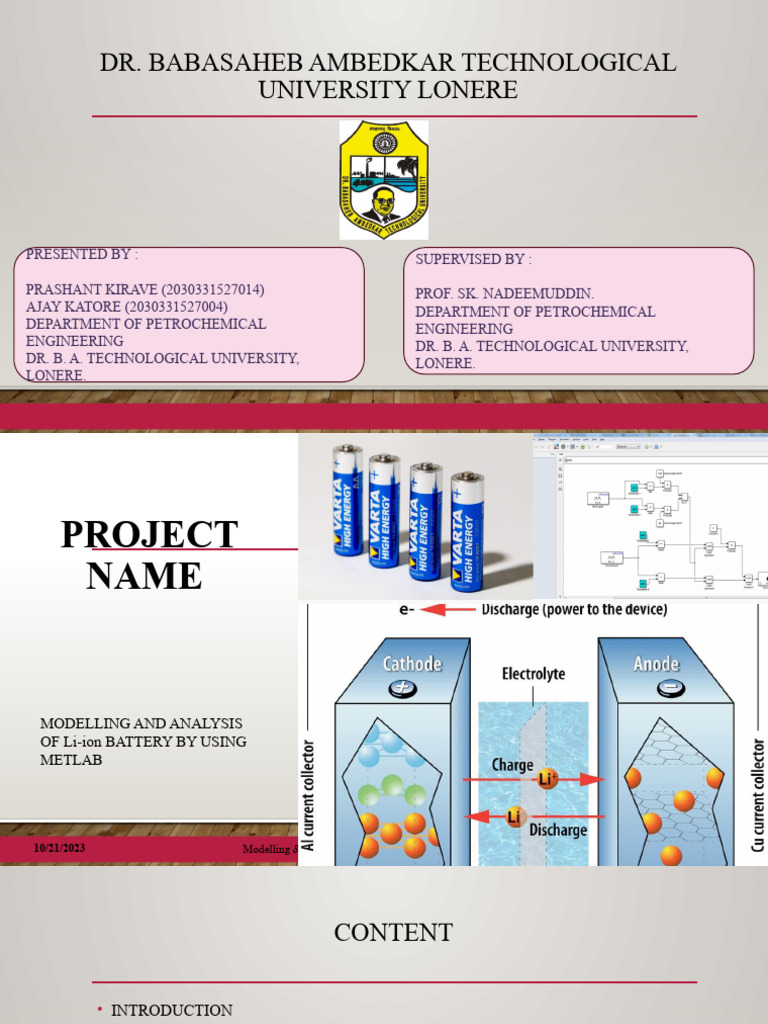 Prashant Presentation | PDF | Lithium Ion Battery | Chemistry
