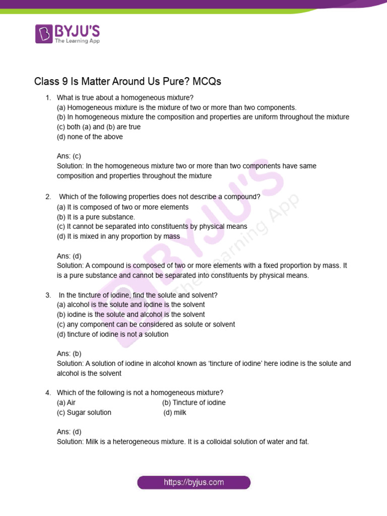 Chapter 2 Is Matter Around Us Pure | PDF | Mixture | Materials