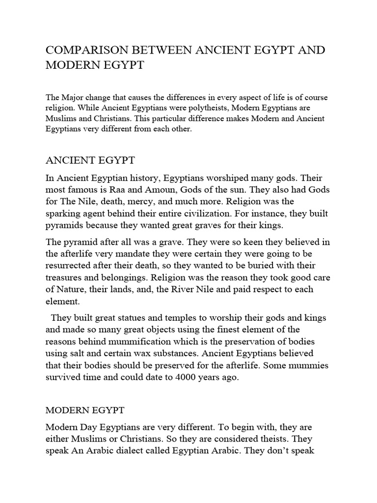 Comparision Between Ancient and Modern Day Egypt | PDF | Ancient Egypt ...