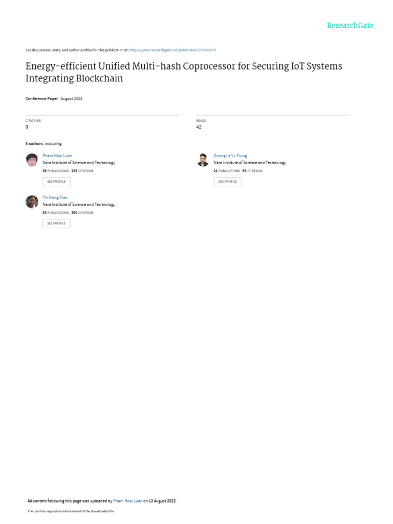 Energy-Efficient Unified Multi-Hash Coprocessor For Securing Iot ...