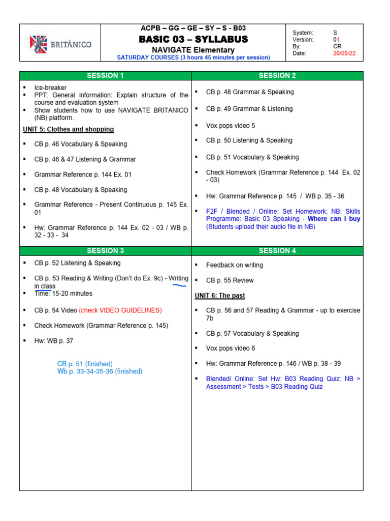 Basic 03 - Syllabus: NAVIGATE Elementary | PDF | Behavior Modification | Communication