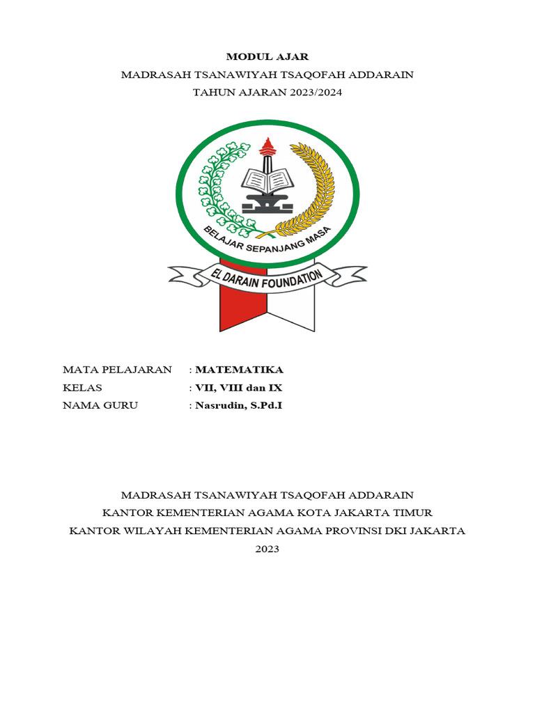 Modul Ajar Madrasah Tsanawiyah 2023 | PDF