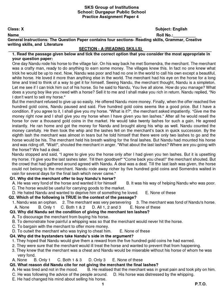 Class 10 Holiday Homework | PDF