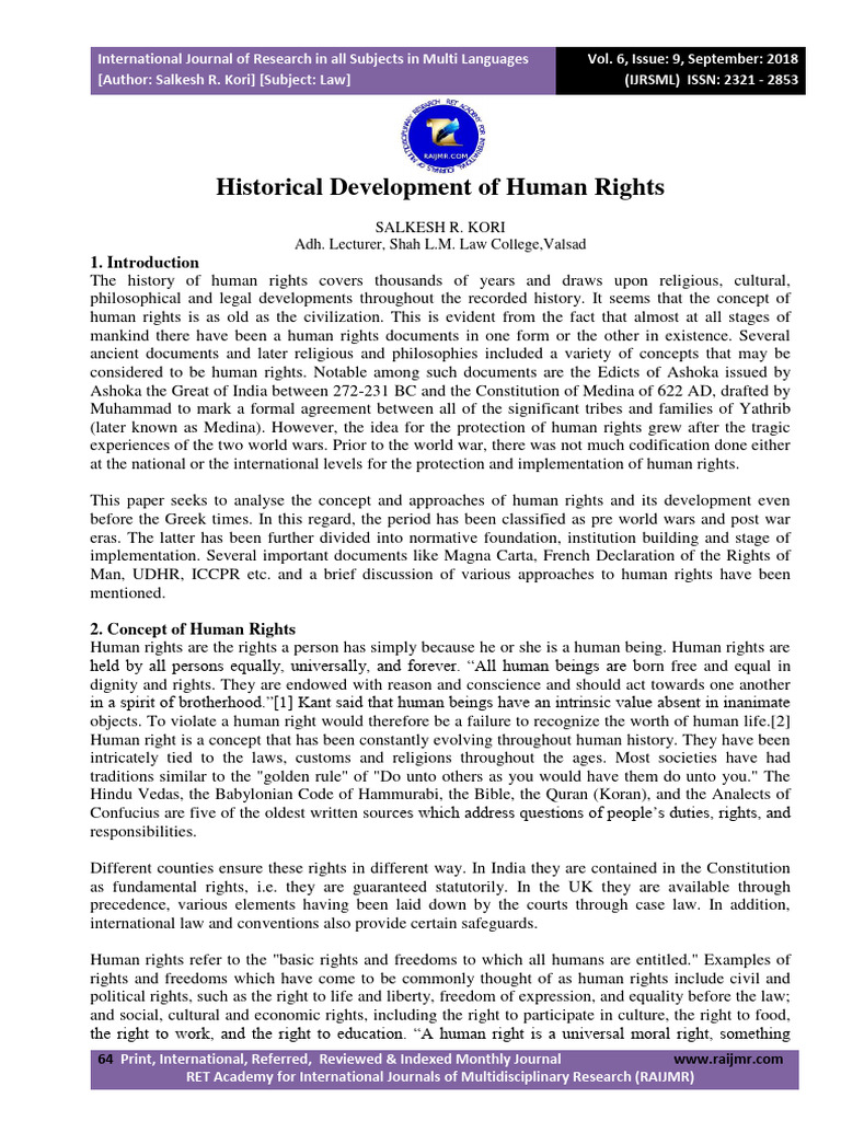 Historical Development of Human Rights | PDF | Human Rights | Natural Law