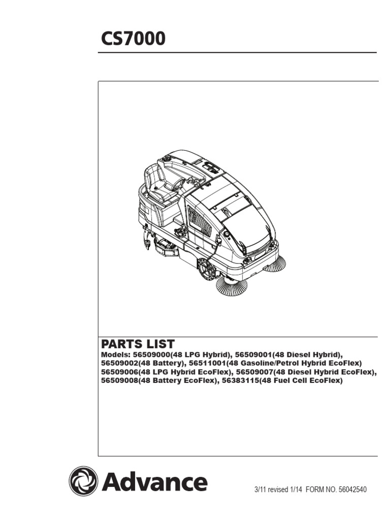Advance CS7000 Parts Manual | PDF | Hybrid Vehicle | Transport