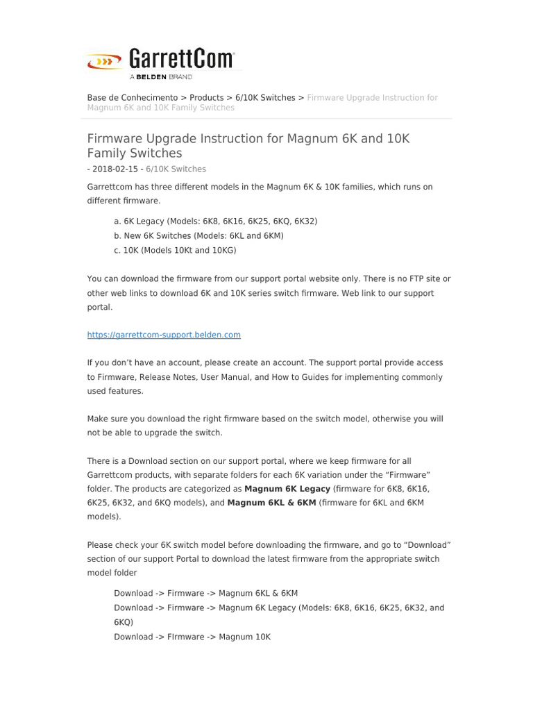 Magnum 6K/10K Switch Firmware Upgrade Guide | PDF | Booting | Personal ...
