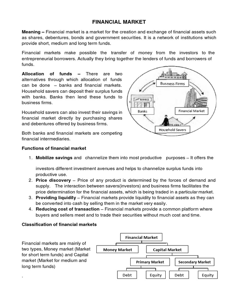 Chapter 10 - Financial Markets Notes | PDF
