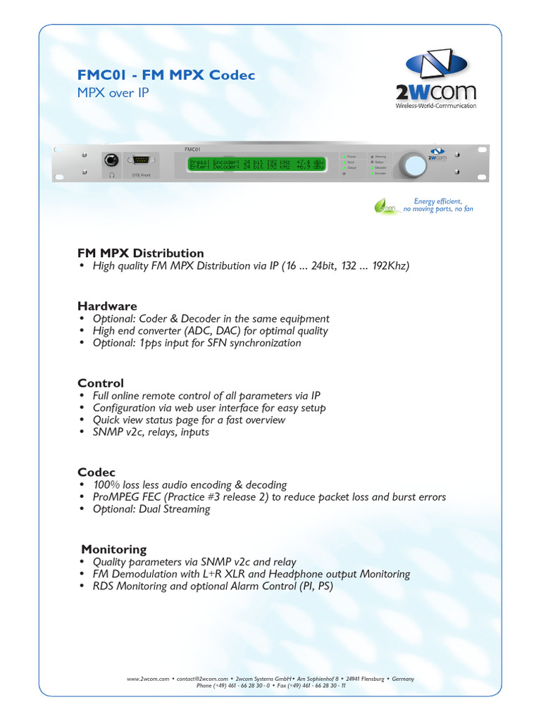 FMC01 FM MPX Codec Datasheet | PDF | Codec | Frequency Modulation