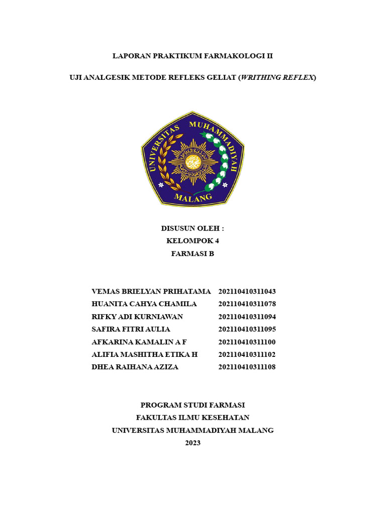 Uji Analgesik Metode Refleks Geliat (Writhing Reflex) | PDF