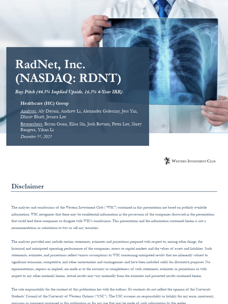 HC Radnet (RDNT) | PDF | Radiology | Medical Imaging