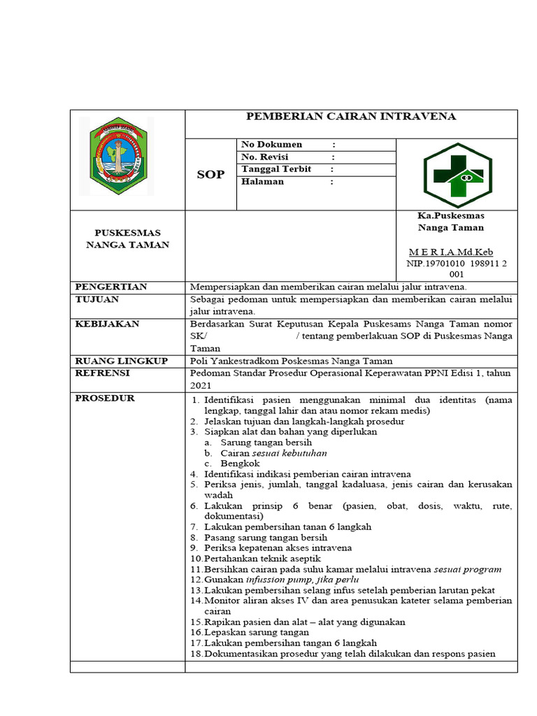 Pemberian Cairan Intravena | PDF