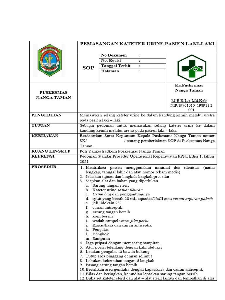 Prosedur Pemasangan Kateter Urine Laki-Laki | PDF