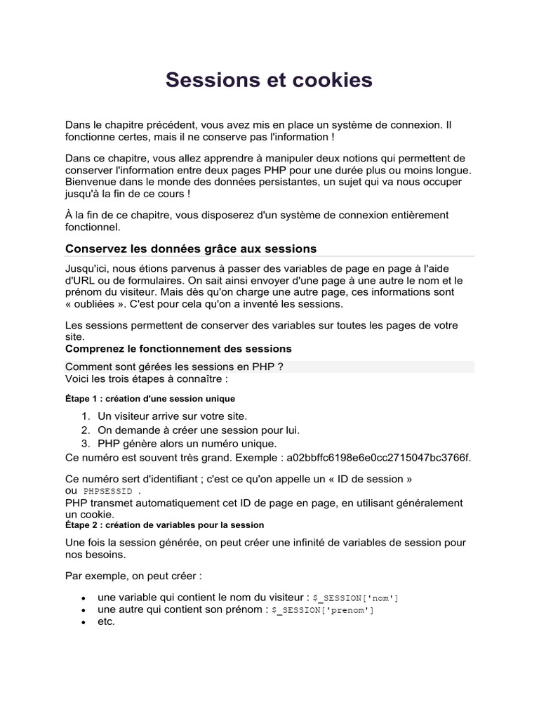 Sessions Et Cookies | PDF | Cookie (informatique) | PHP