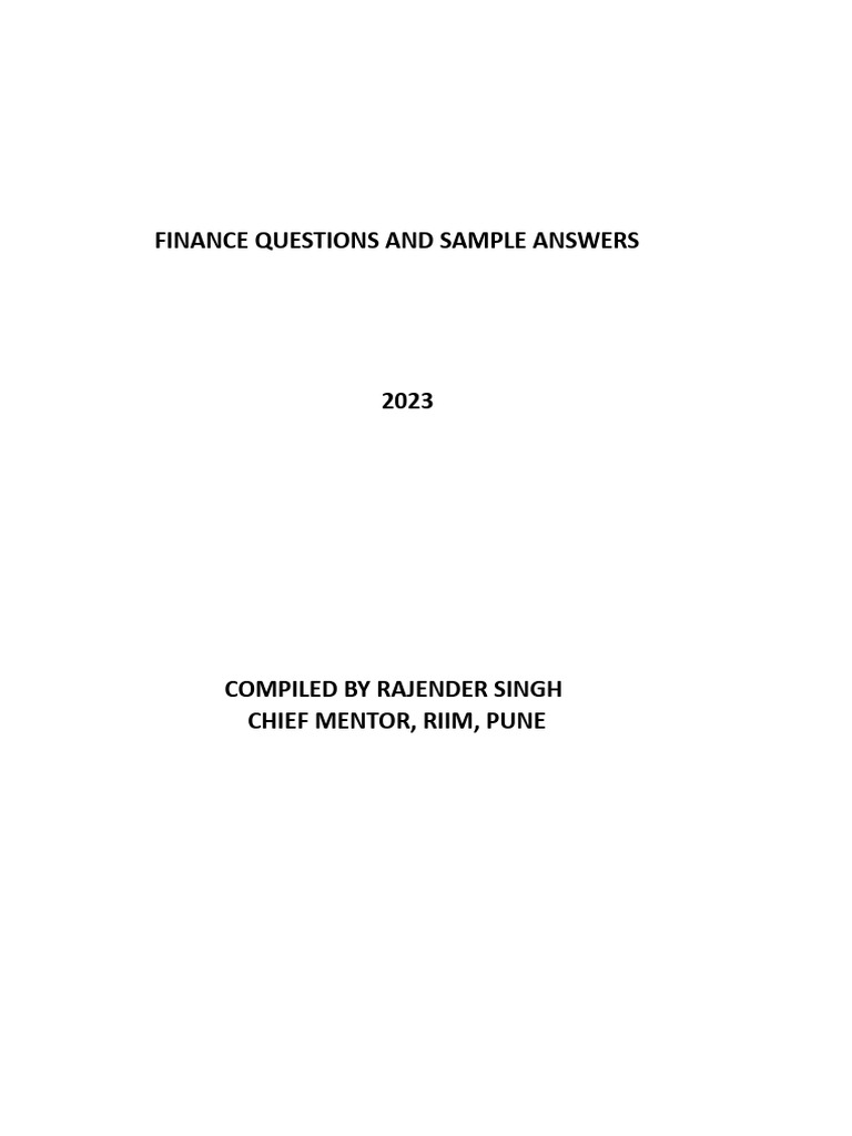 Interview Questions. | PDF | Capital Budgeting | Option (Finance)