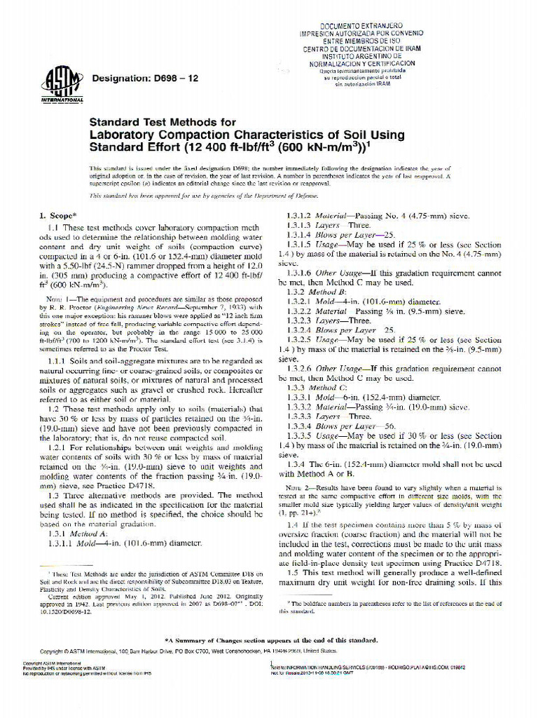 Astm D698 12 Pdf