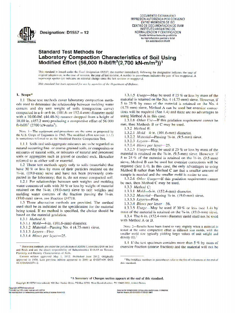 Astm D1557 - 12 | PDF