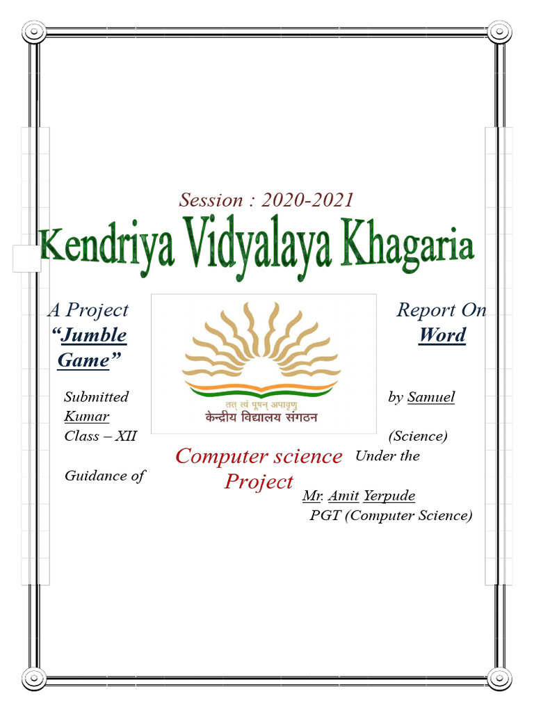 Computer Science Class XII 2022 23investigatory Project | PDF Computer Science Class XII 2022 23investigatory Project | PDF