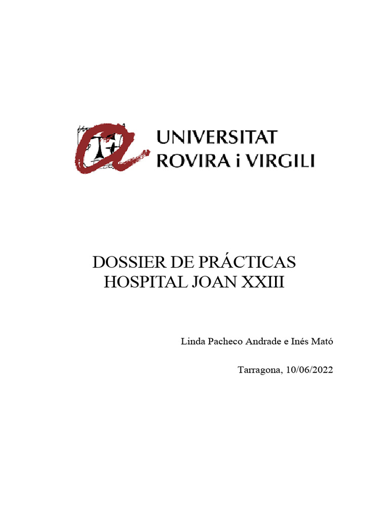 Dossier de Prácticas Hospital Joan Xxiii1 | PDF | Hospital | Enfermería