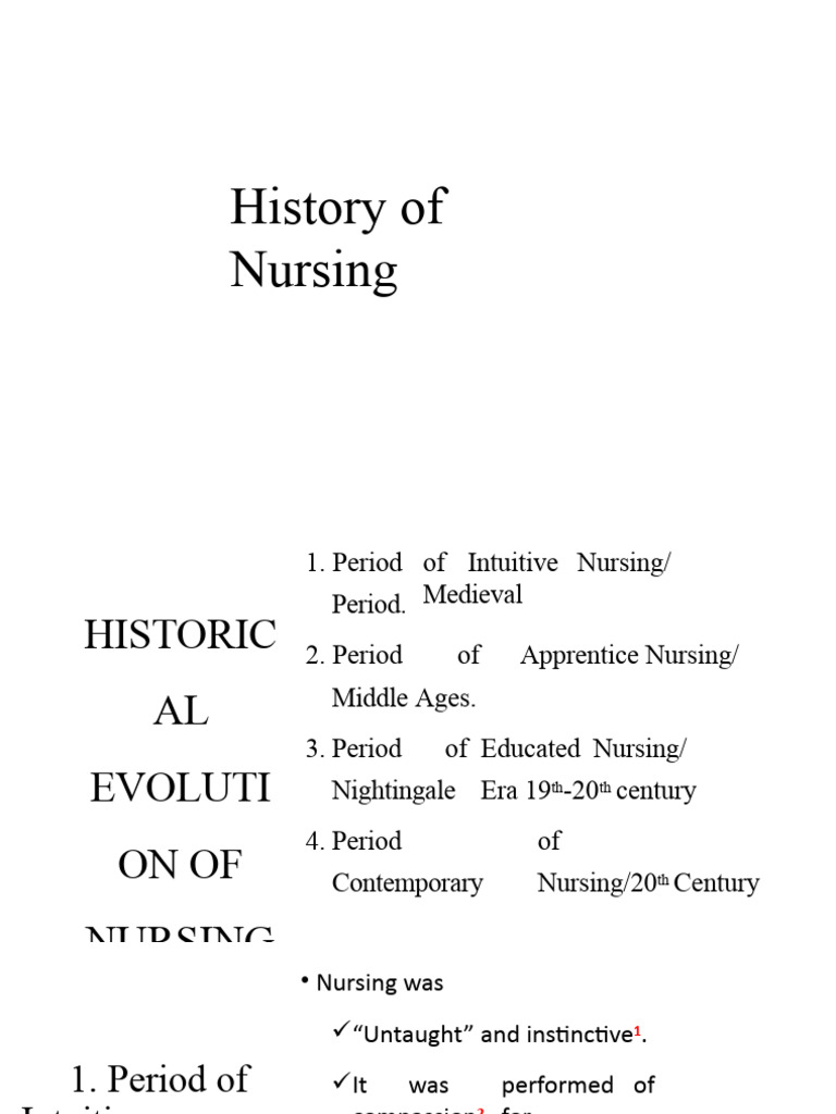 Evolution of Nursing Through History | PDF | Florence Nightingale | Nursing