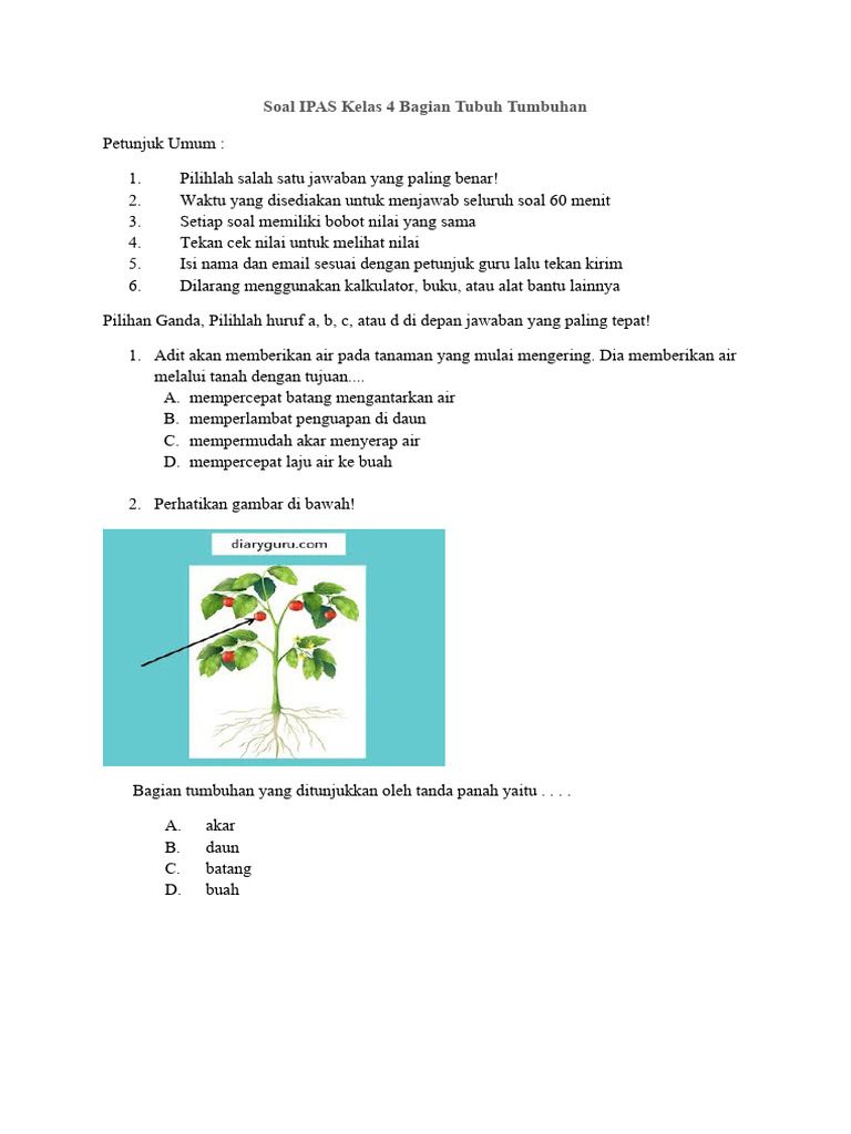 Soal IPAS Kelas 4 Bab 1 | PDF
