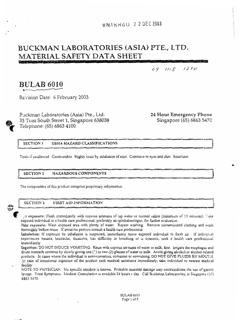 11-MSDS (Bulab-6010) | PDF