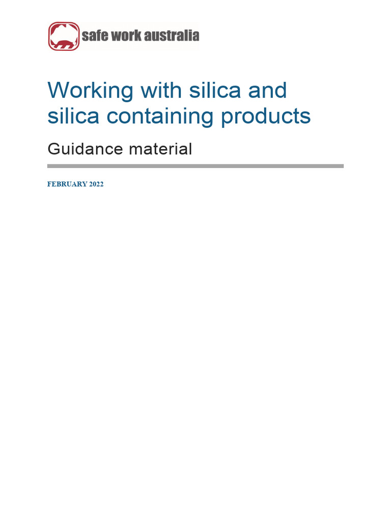 National Guide For Working With Silica and Silica Containing Products 3 ...