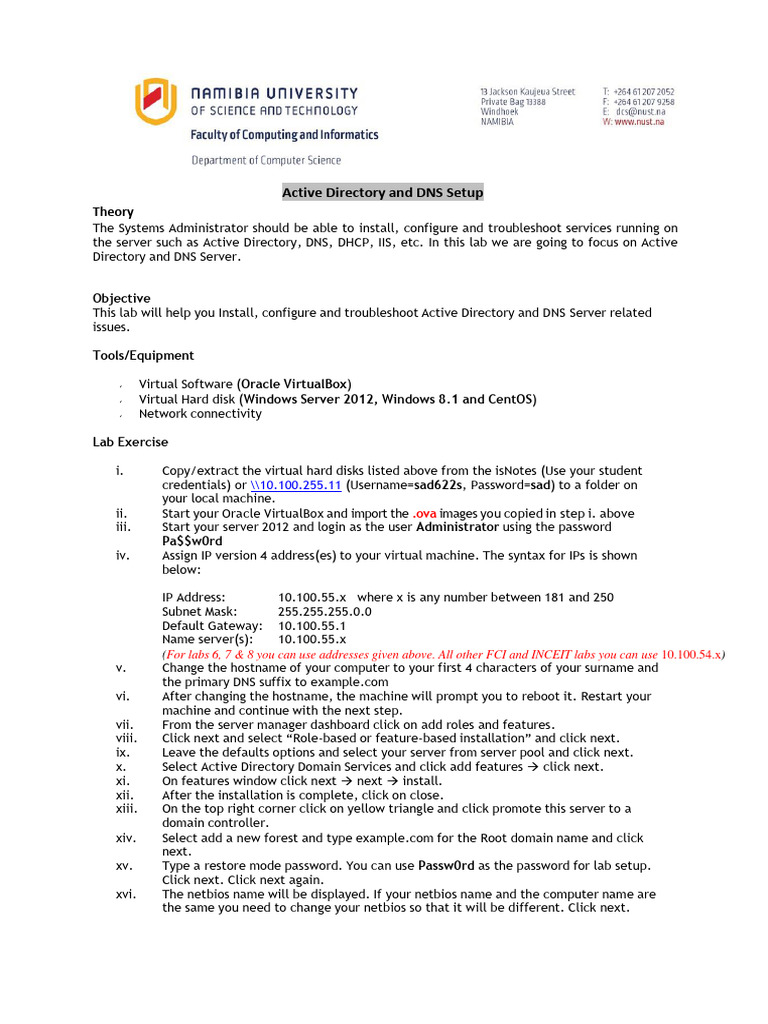 Active Directory & DNS Lab Guide | PDF | Domain Name System | Active Directory