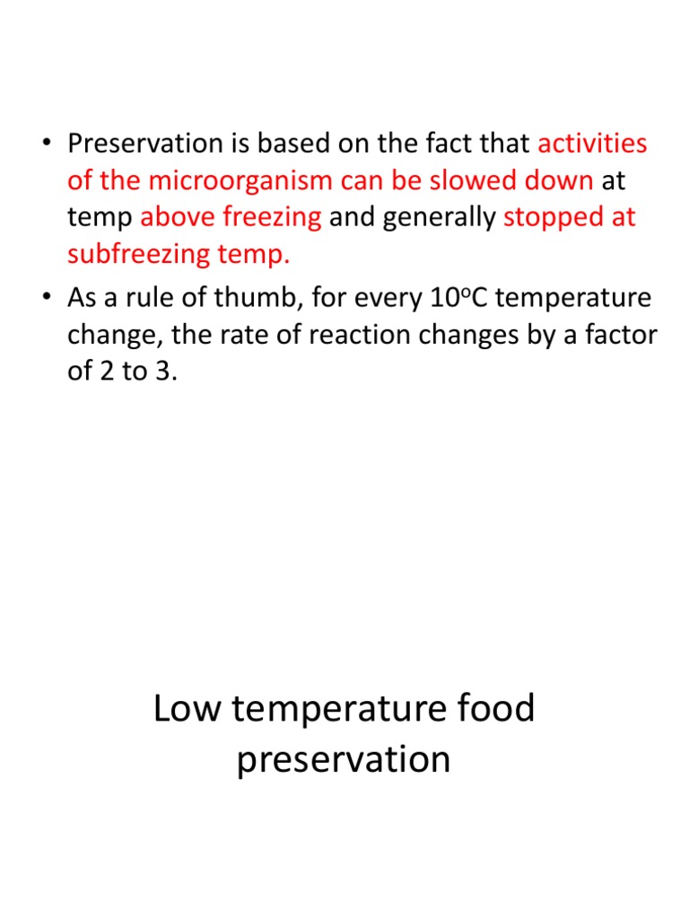 Low Temperature Food Preservation | PDF | Food Preservation | Vegetables