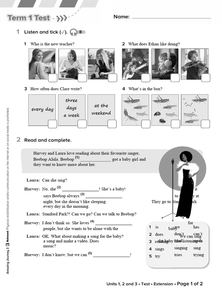 Amazing Journey 3 Term 1 Test Extension | PDF Amazing Journey 3 Term 1 Test Extension | PDF