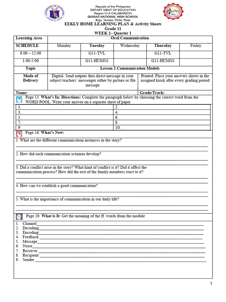 Lesson 2 Communication Models | PDF | Communication | Human Communication