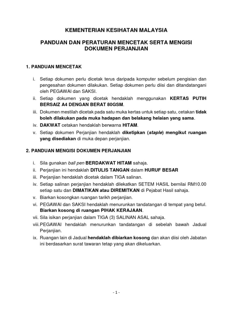 Panduan Dan Peraturan Mencetak Serta Mengisi Dokumen Perjanjian 2019 | PDF Panduan Dan Peraturan Mencetak Serta Mengisi Dokumen Perjanjian 2019 | PDF