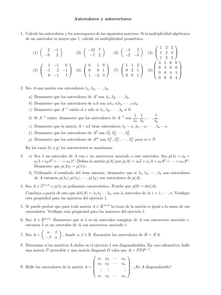 Guia4-Autovalores y Autovectores 2020 | PDF
