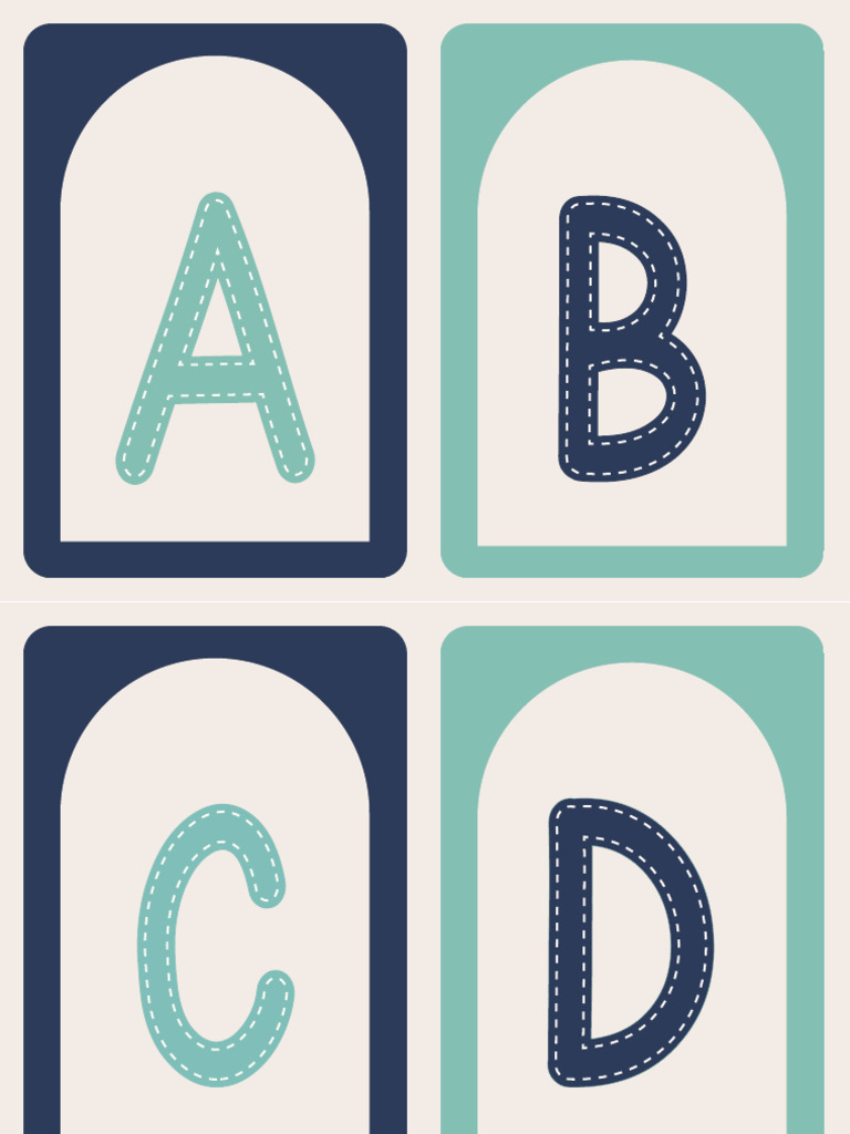 Navy Green Minimalist Alphabet Flashcards Poster | PDF